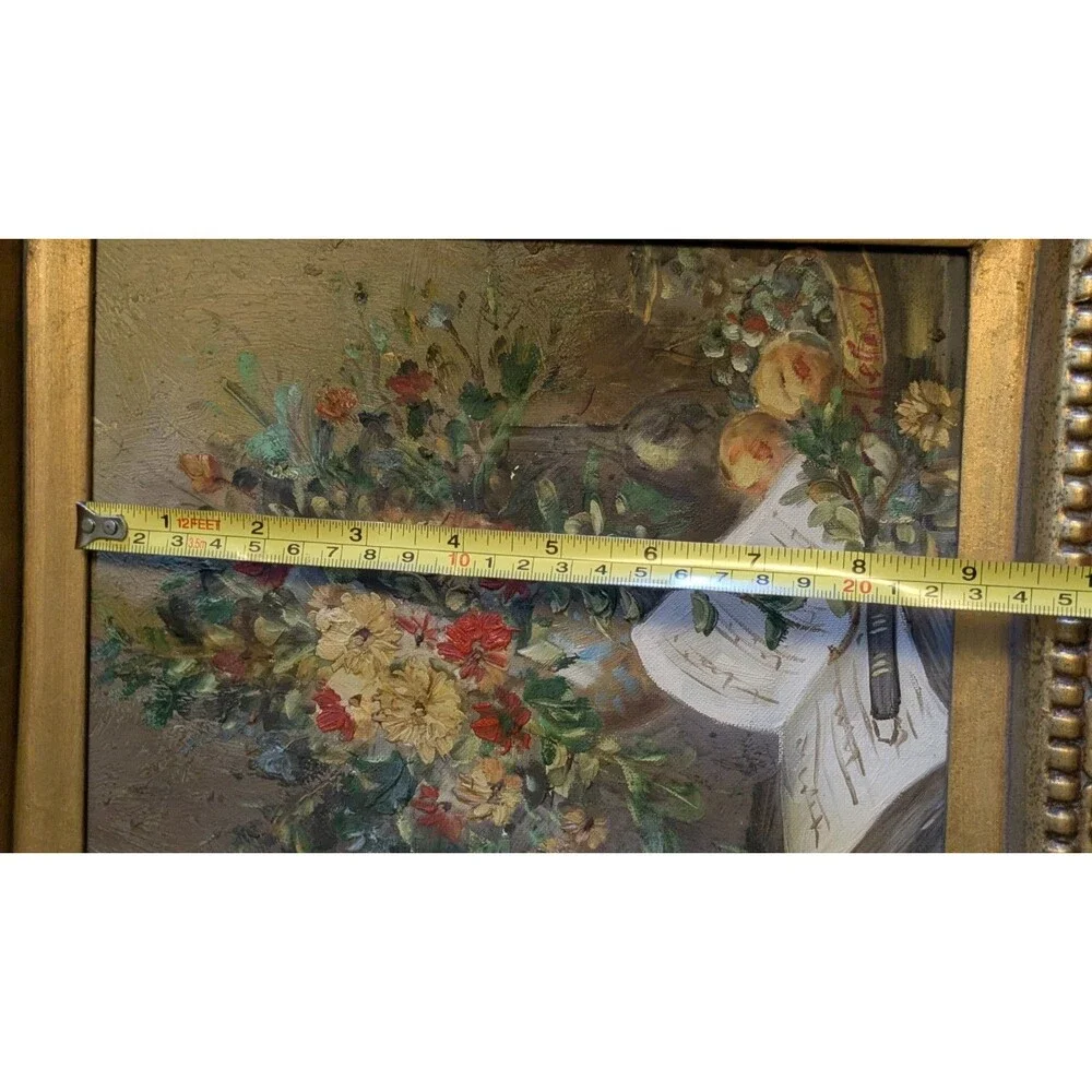 Art | Genuine Still Life Oil Painting Floral Sheet Music Signed R ...